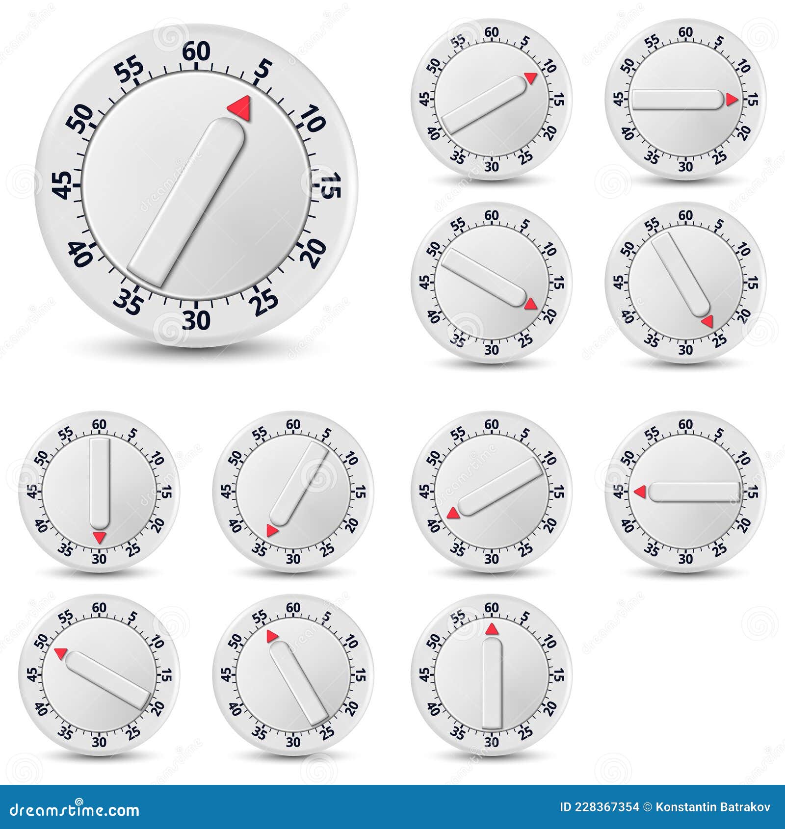 Round timer from 5 to 60. stock vector. Illustration of stopwatch ...