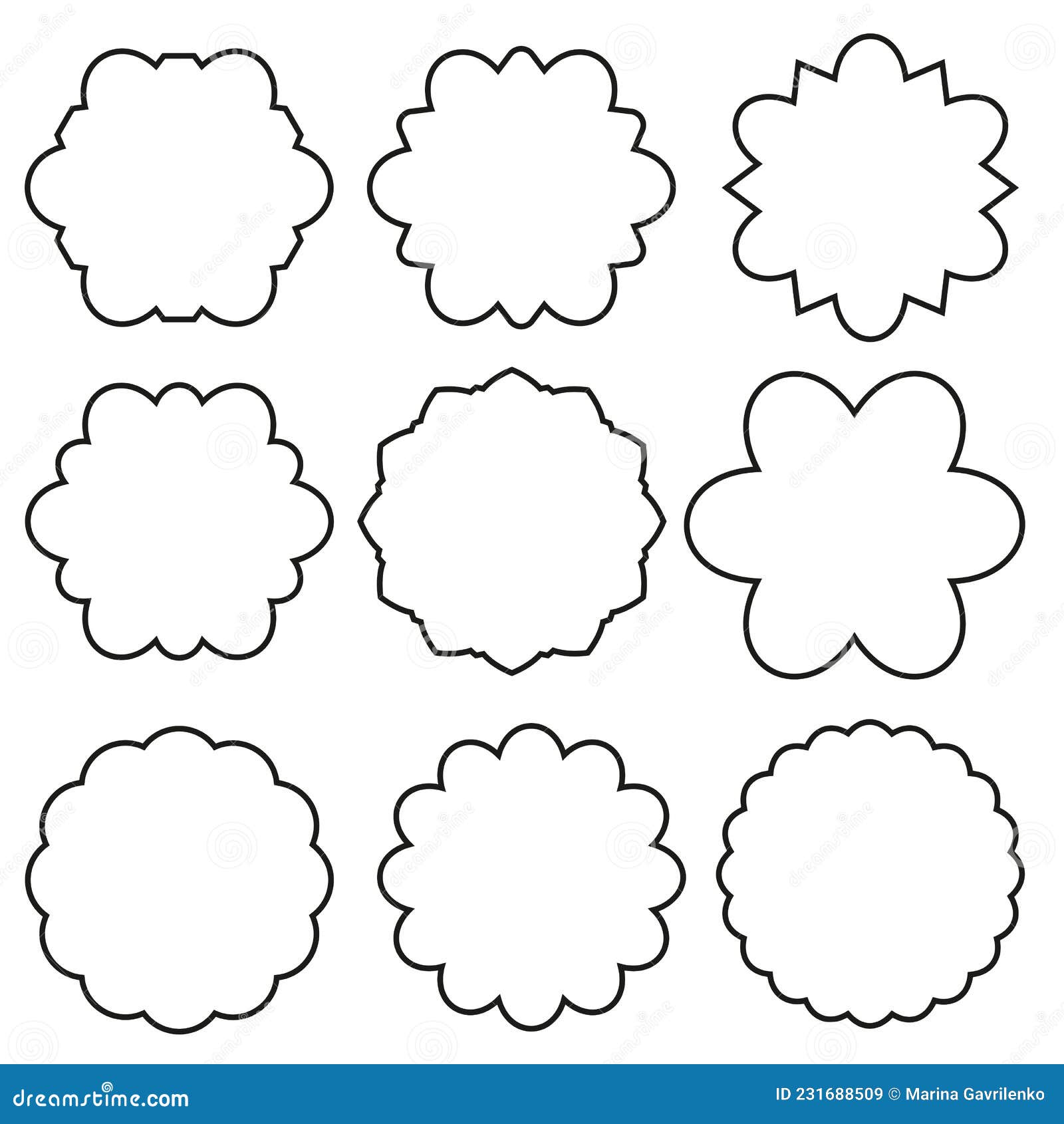 A Set of Round Toothed Frames. Simple Contour Labels, Frames and ...