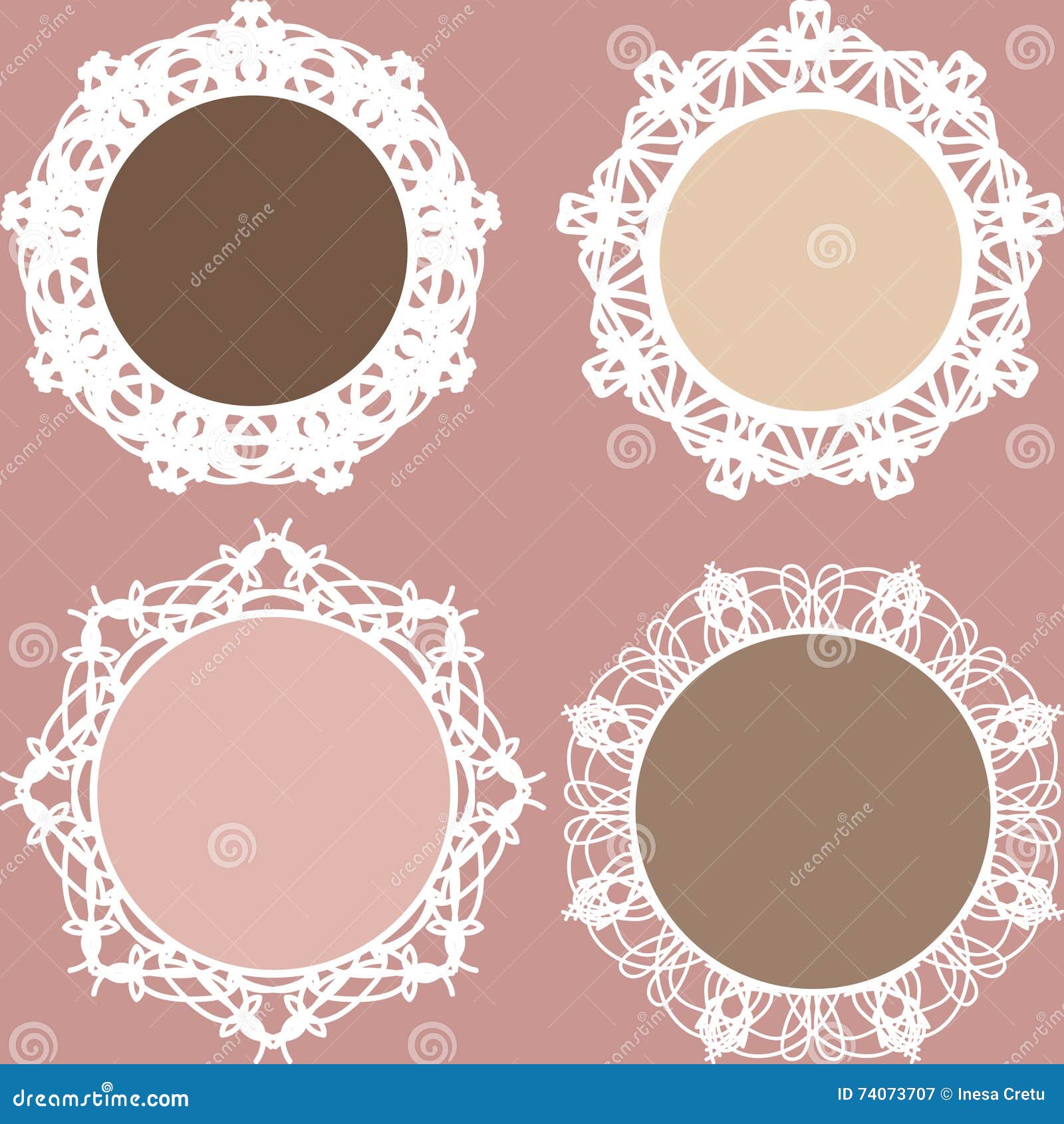 Set of Round Vintage Lacy Frames Stock Vector - Illustration of ...