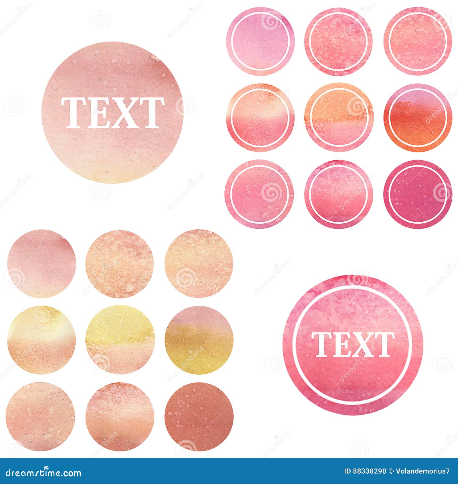 Set of Round Watercolor Labels Stock Illustration - Illustration of ...