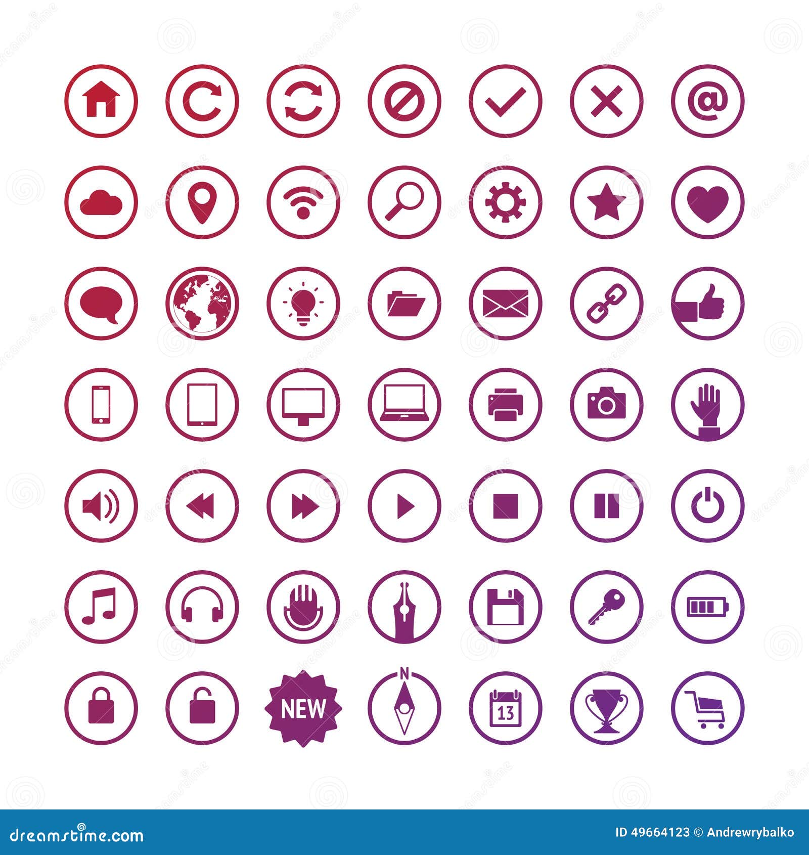 Set of Round Web Icons stock vector. Illustration of battery - 49664123