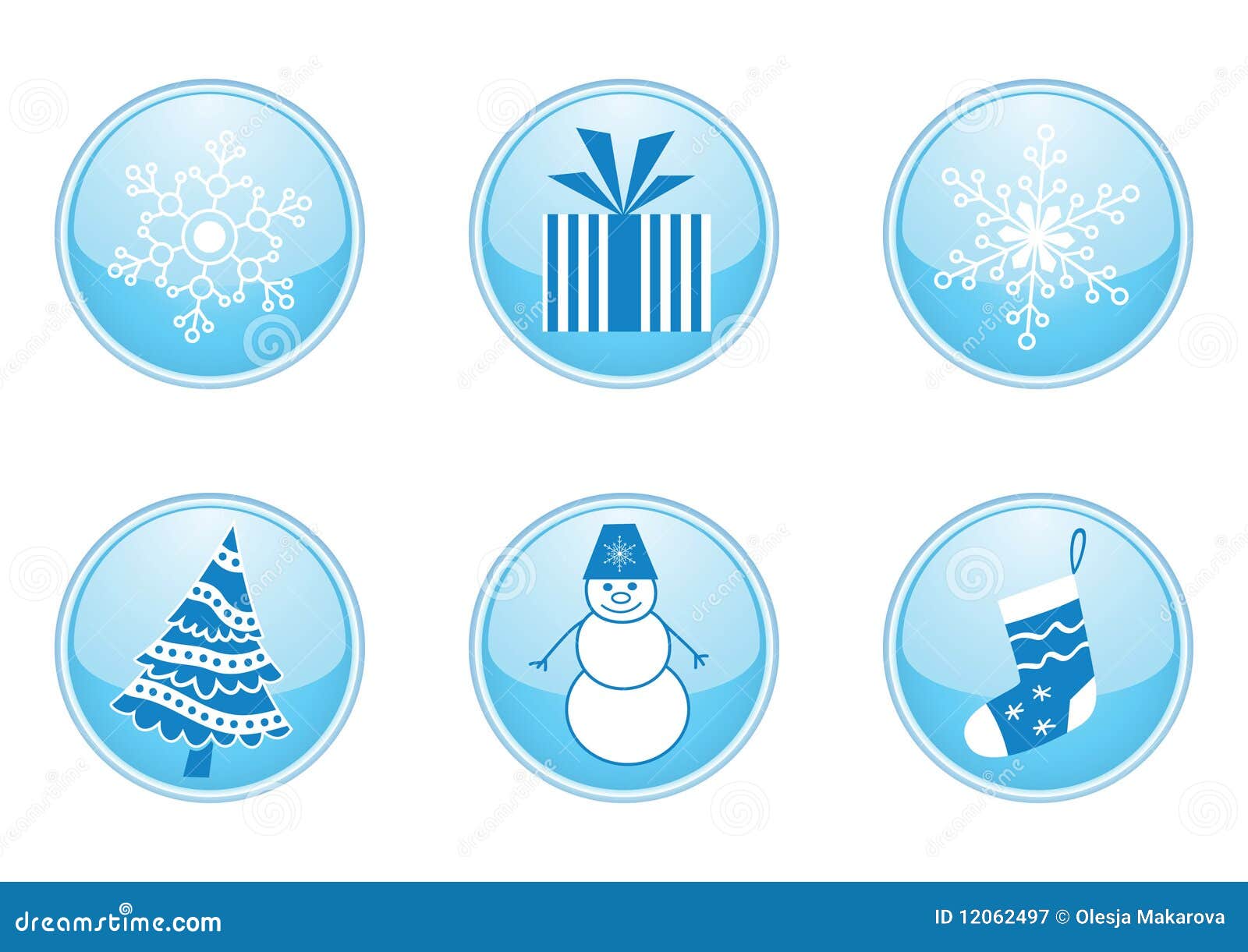 Set of Round Winter Buttons Stock Illustration - Illustration of snow ...