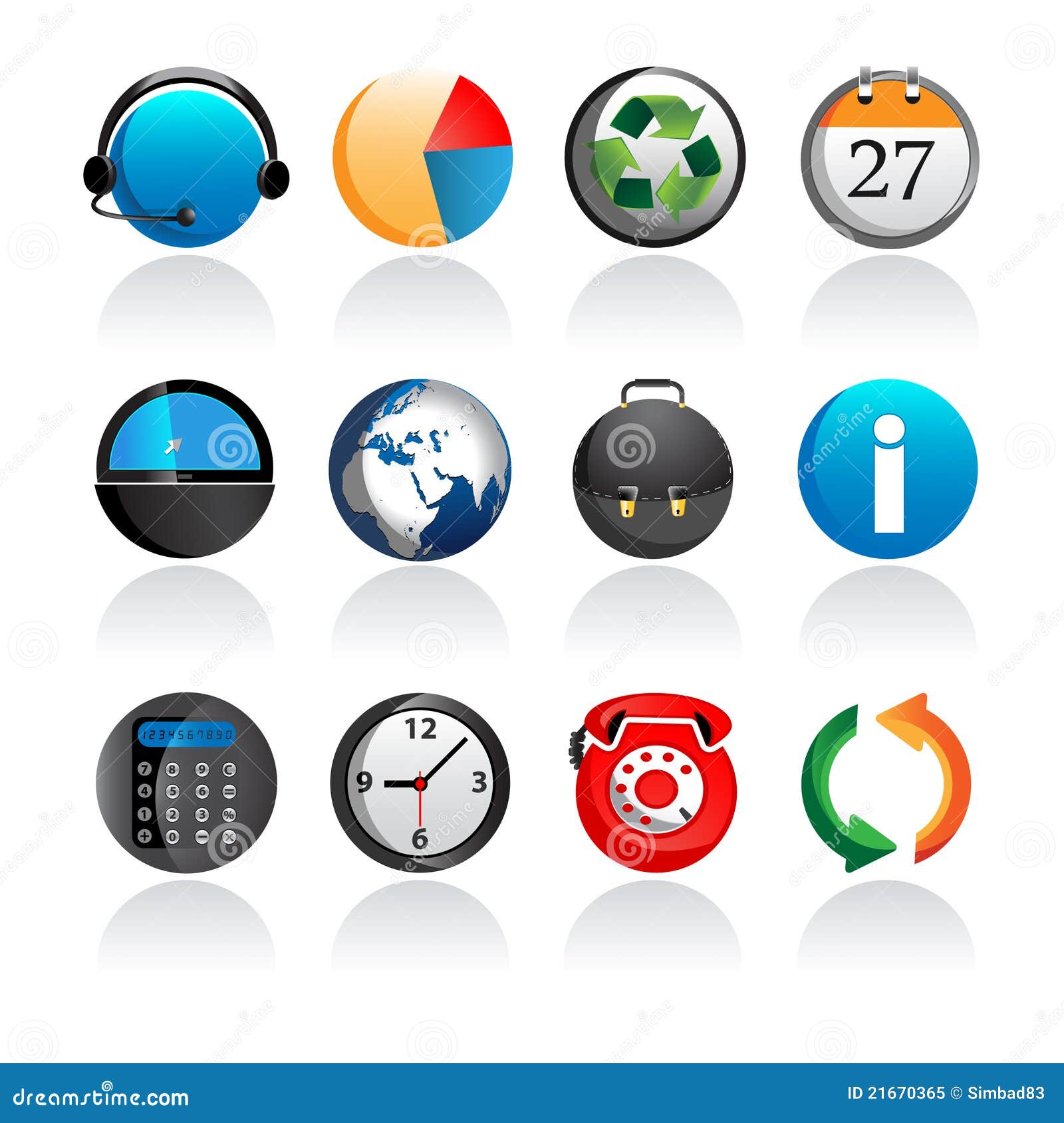 Set of Rounded Office Icons Stock Vector - Illustration of business ...