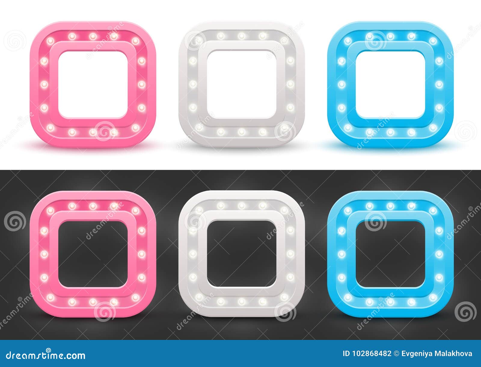 Set of Rounded Square Frames Stock Illustration - Illustration of lamp ...