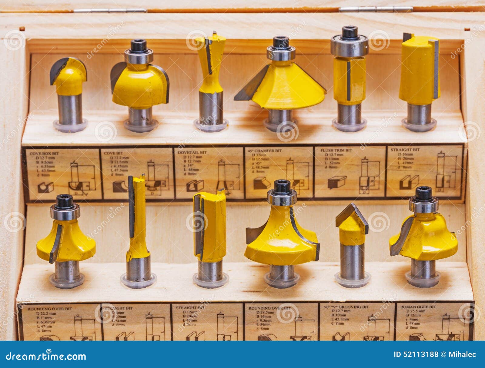 Set of Roundover Router Bits for Woodworking Stock Photo - Image of ...