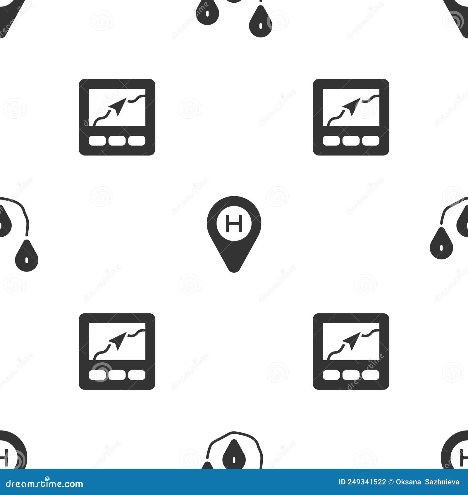 Set Route Location, Helicopter Landing Pad and Gps Device with Map on ...