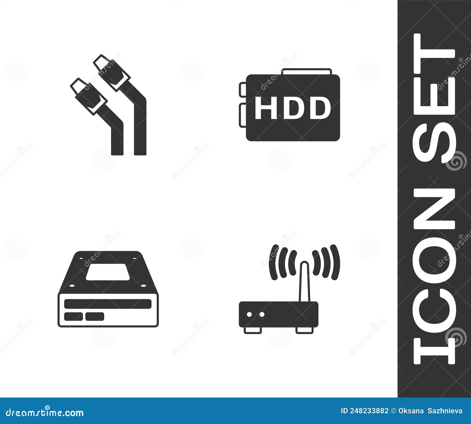 Set Router and Wi-fi Signal, LAN Cable Network Internet, Optical Disc ...
