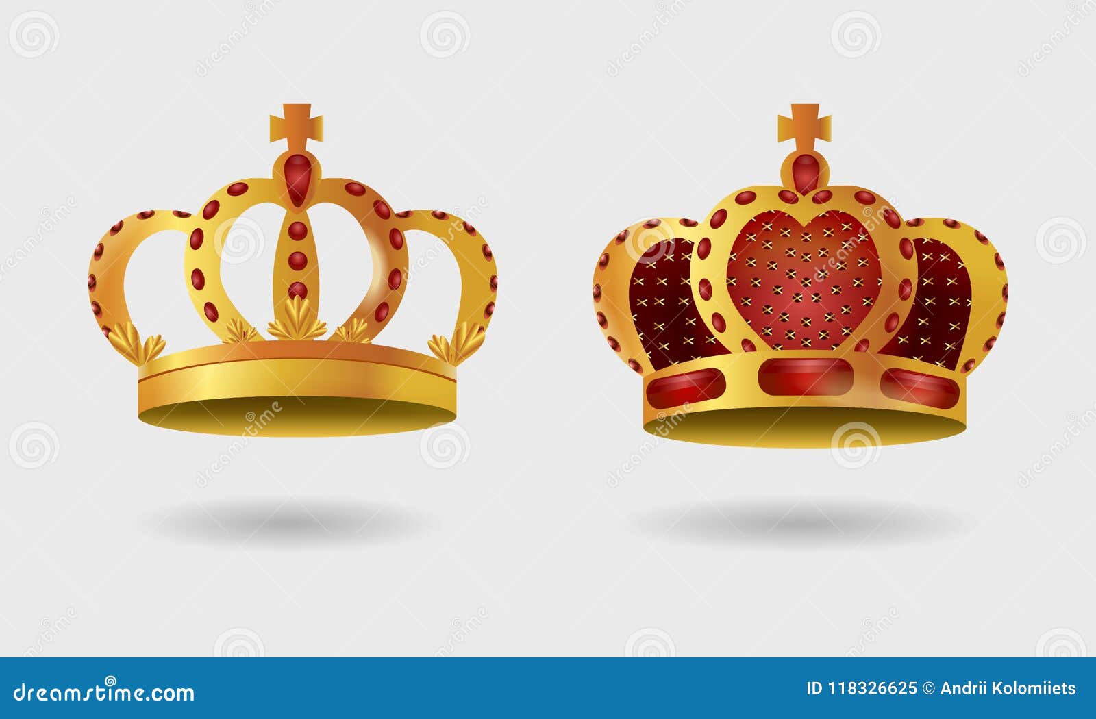 Set of Royal Golden Crown with Gradient Mesh Stock Vector ...