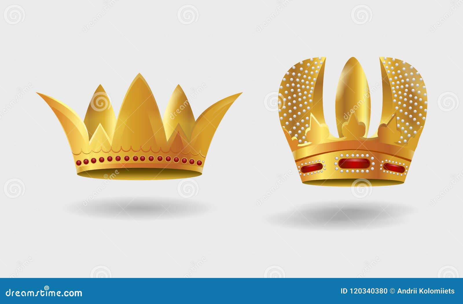 Set Of Royal Golden Crown With Gradient Mesh Stock Vector