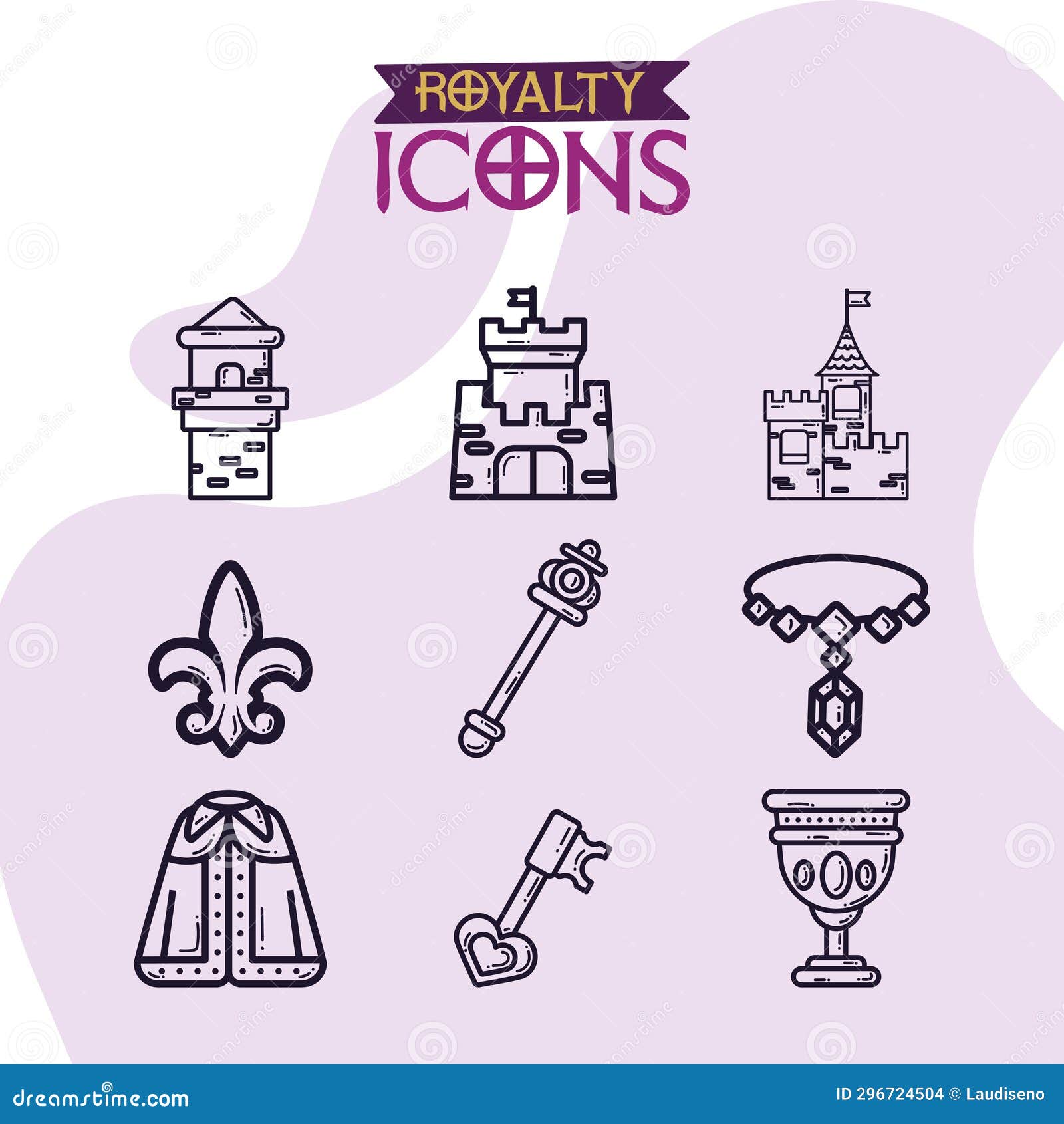Set of Royalty Icons Medieval Era Vector Stock Illustration ...