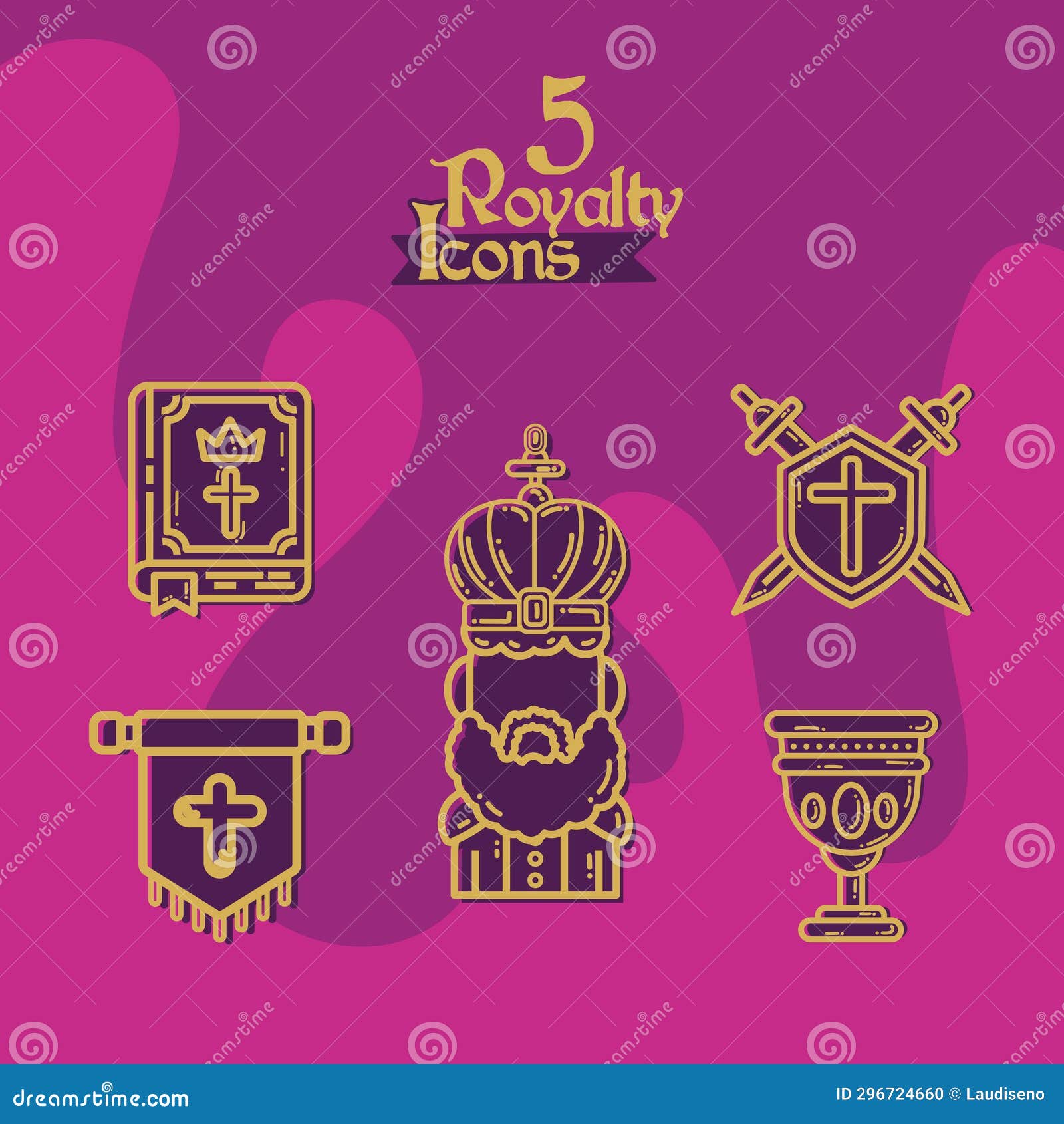 Set of Royalty Icons Medieval Era Vector Stock Illustration ...