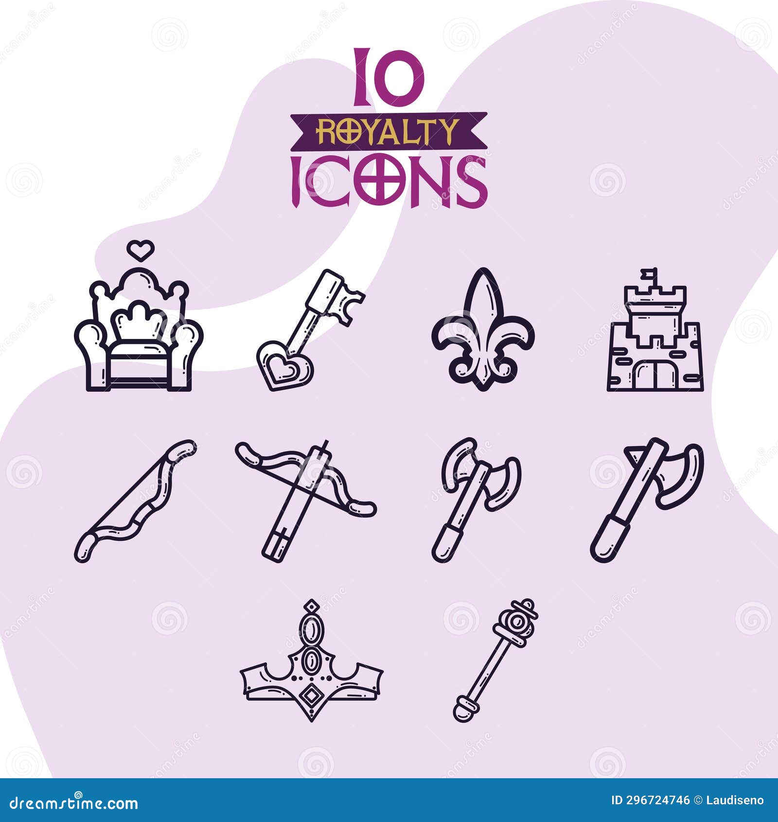 Set of Royalty Icons Medieval Era Vector Stock Illustration ...