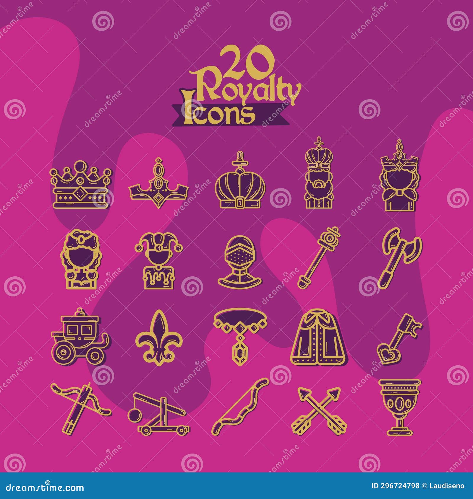 Set of Royalty Icons Medieval Era Vector Stock Illustration ...