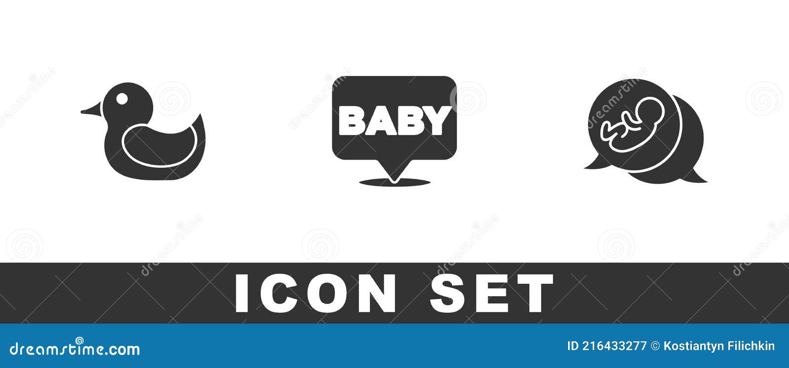 Set Rubber Duck, Baby and Icon. Vector Stock Vector - Illustration of ...