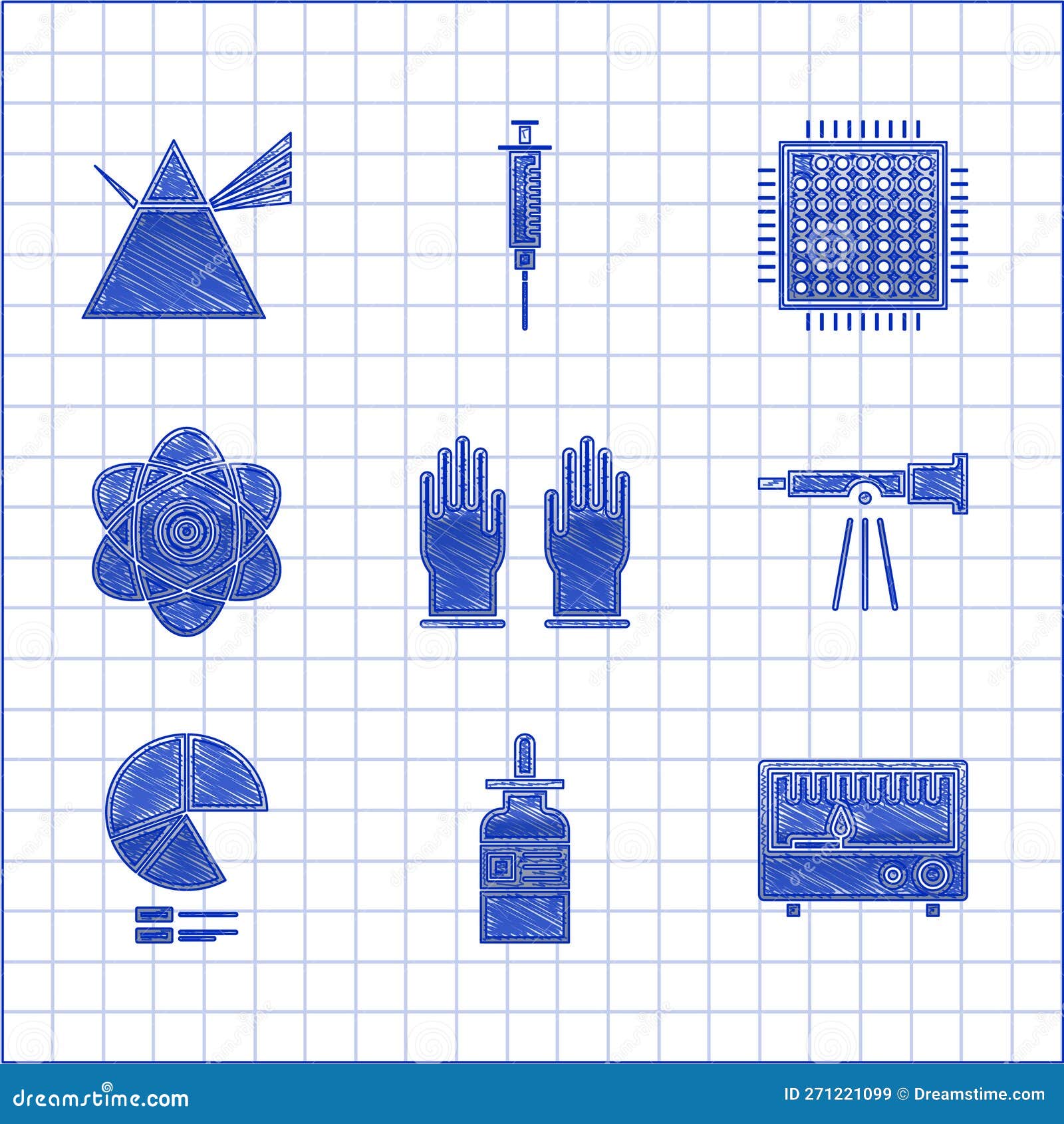 Set Rubber Gloves, Glass Bottle with a Pipette, Electrical Measuring ...