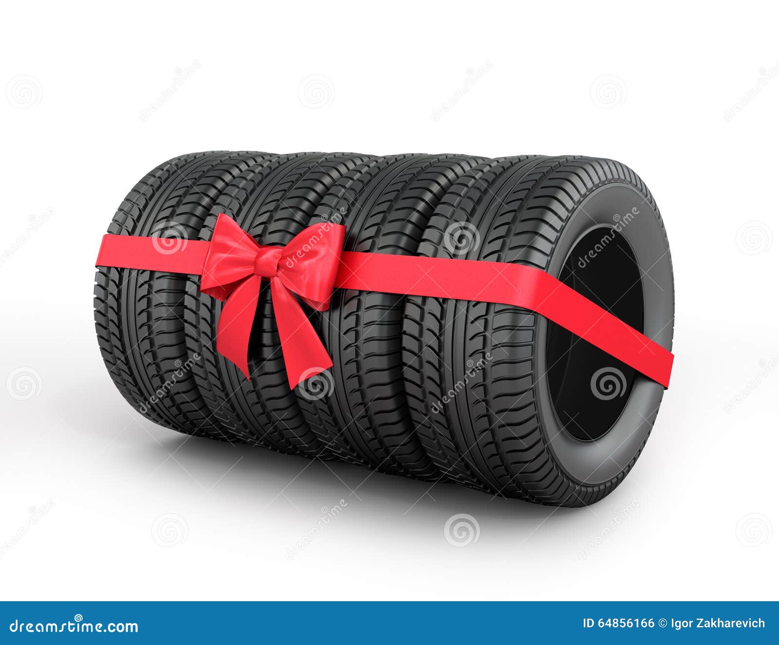A Set of Rubber Tires with Ribbon and Bow. Stock Illustration ...