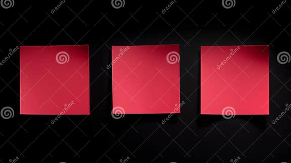 Set of Ruby Square Paper Notes on a Black Background. Brainstorming ...