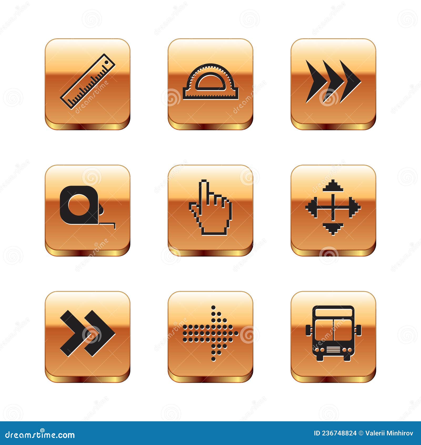 Set Ruler, Arrow, Dots Arrow, Pixel Hand Cursor, Roulette Construction ...