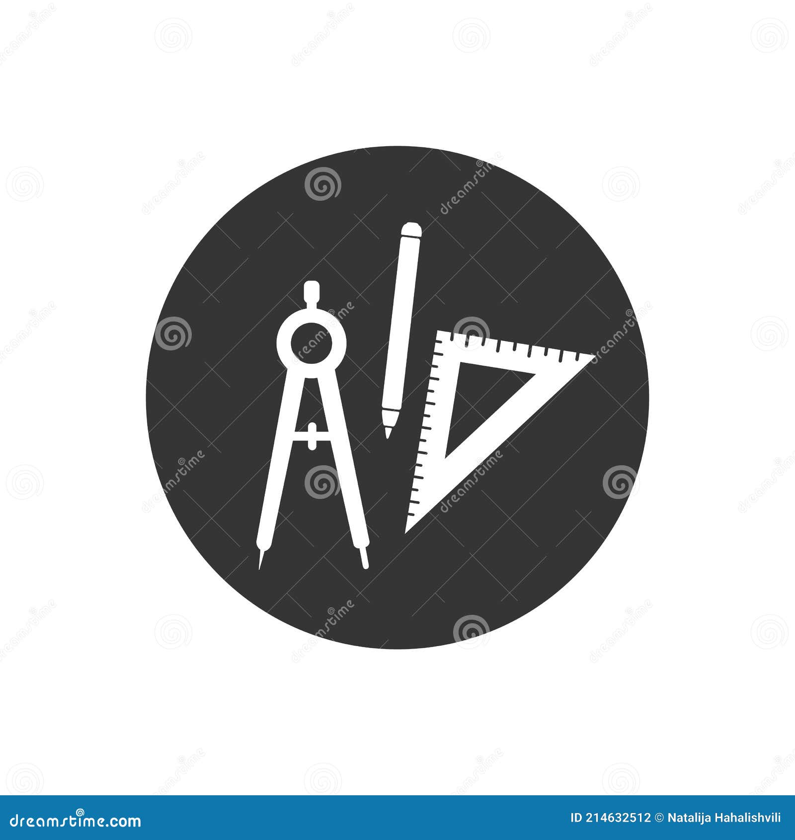 Set of Ruler Compasses Pencil White Icon in Flat Style. Vector Sign Set ...