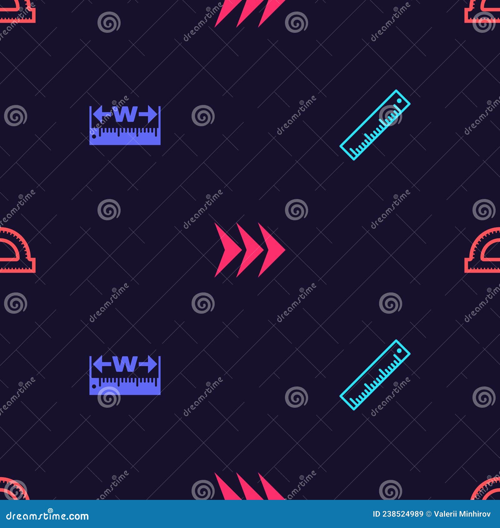 Set Ruler, Measuring Height and Length, Arrow and Protractor Grid on ...