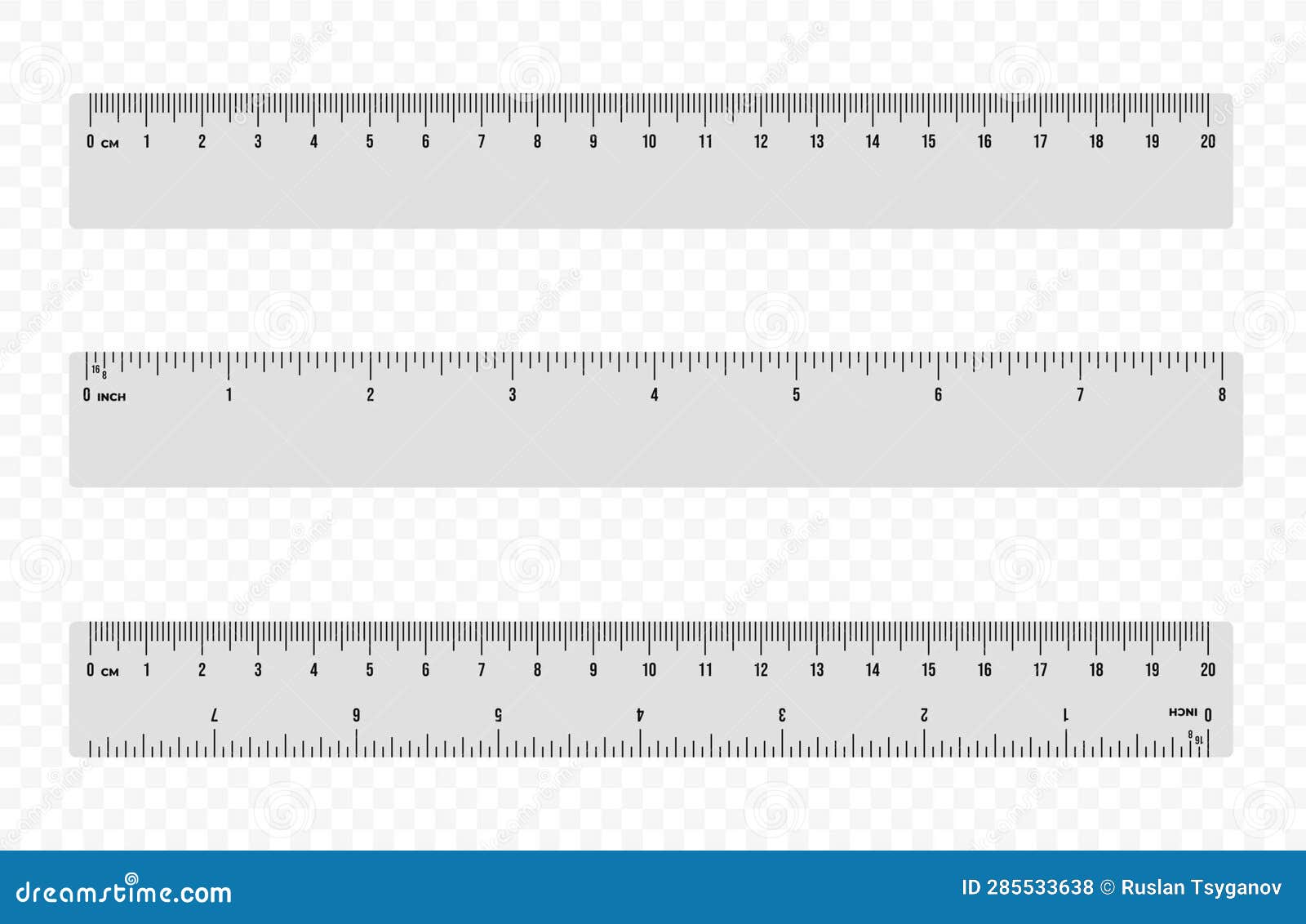 Set Of Ruler Scale 20 Cm And 8 Inch Vector Design. Inch And ?entimeter ...