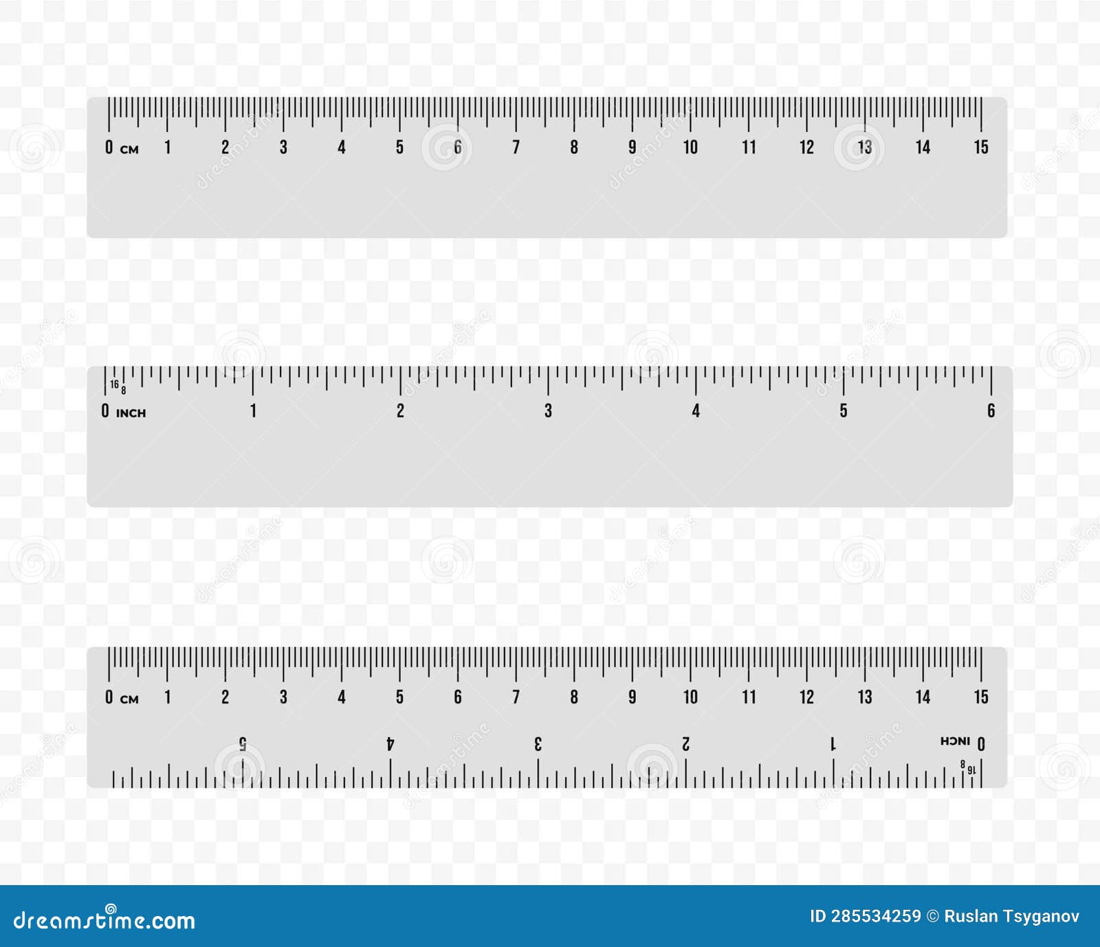 Set Of Ruler Scale 15 Cm And 6 Inch Vector Design. Inch And Centimeter ...