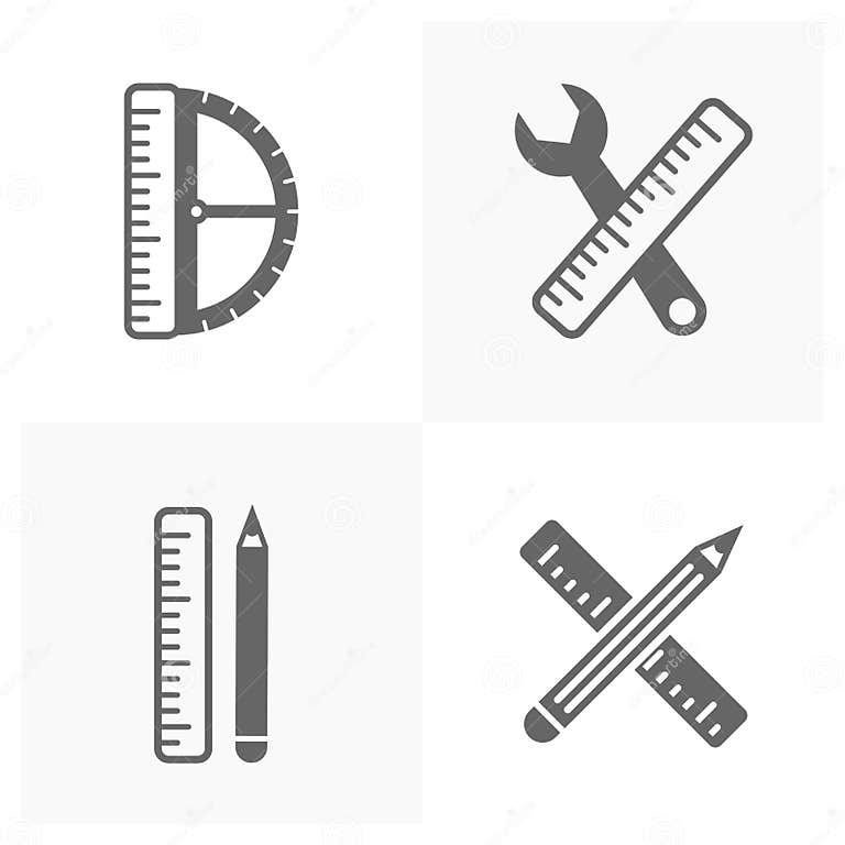 Set of Ruler Tools Icon Vector, Engineering Simple Icon Template ...