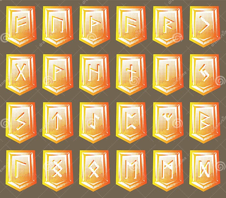 A Set of Runes on Golden Stones. Vector Image, Templates, Elements for ...