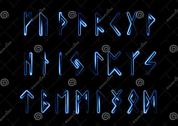 A Set of Runes with a Neon Effect. Stock Vector - Illustration of ...