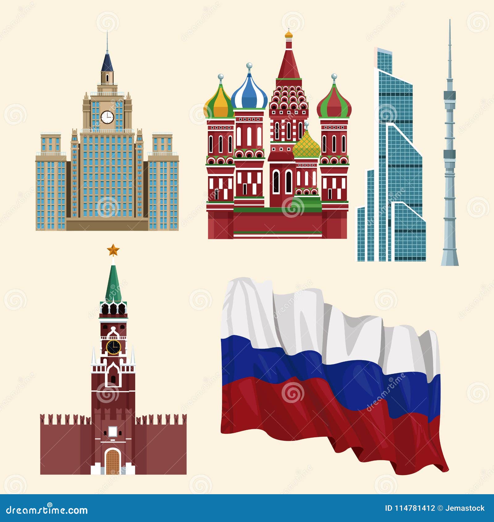 Set of russian emblems stock vector. Illustration of moscow - 114781412