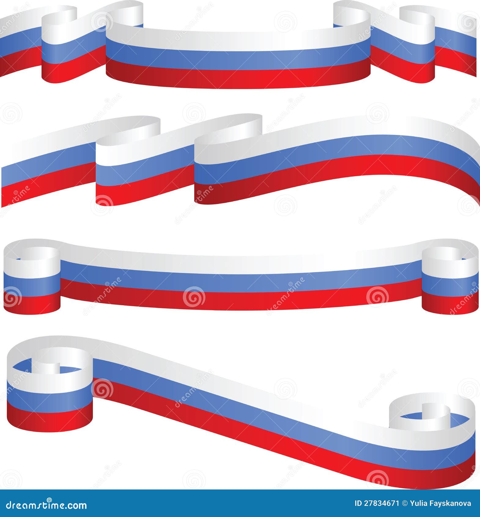 Set of Russian Ribbons in Flag Colors. Stock Vector - Illustration of ...
