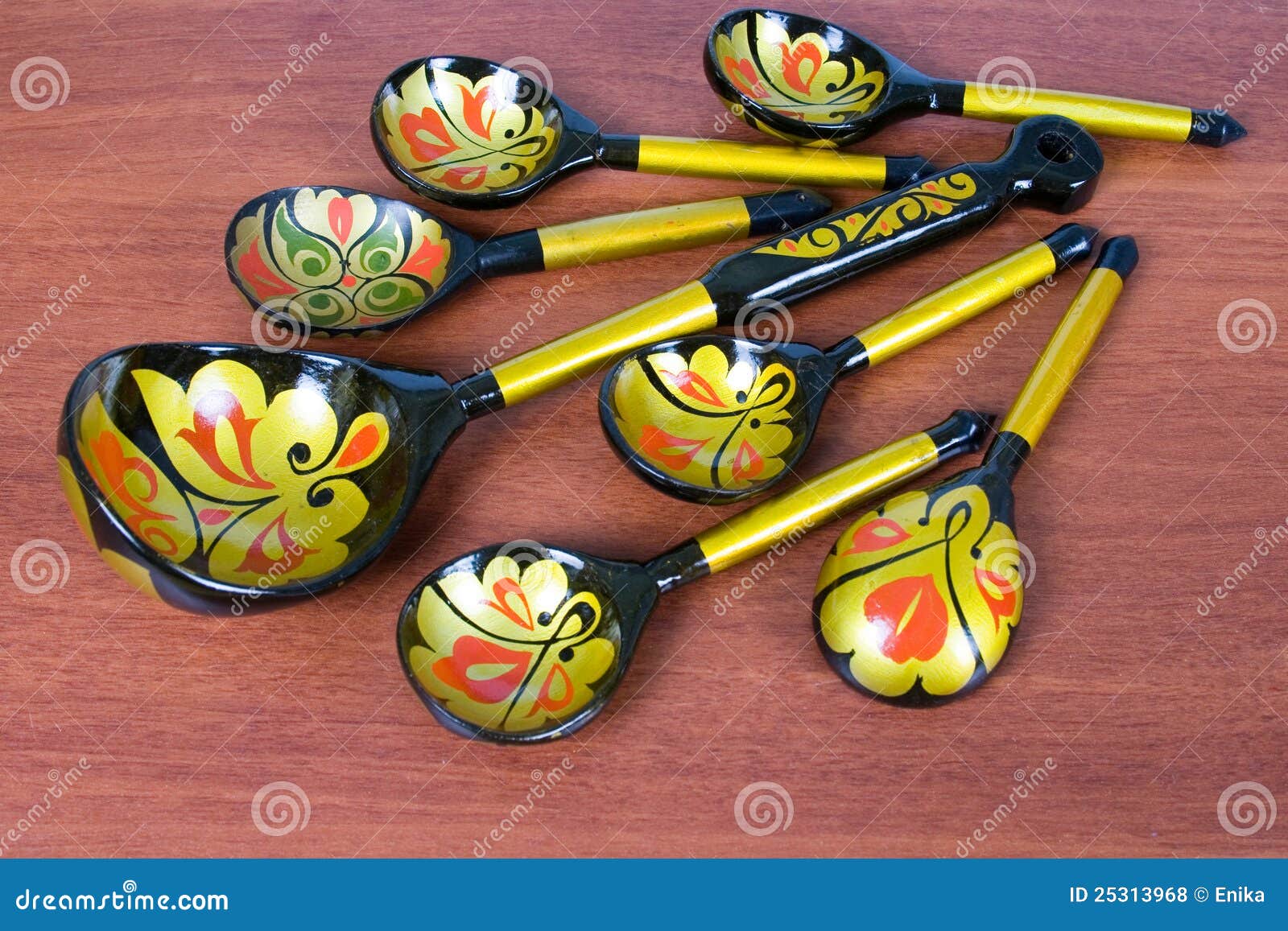 Set of Russian Wooden Spoons Stock Photo - Image of ladle, utensil ...