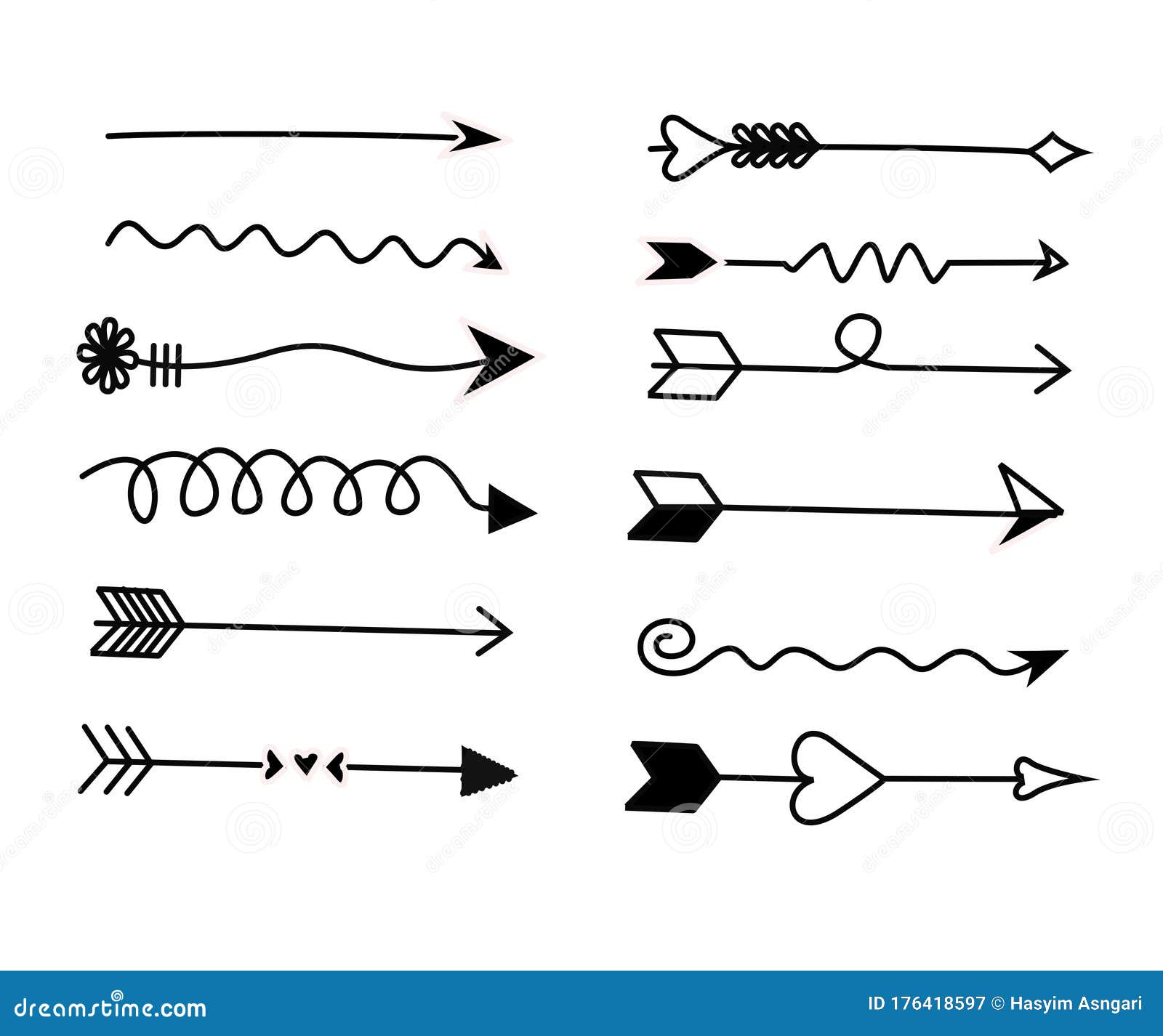 Set of Rustic Arrow Hand Drawn Vector Stock Vector - Illustration of ...