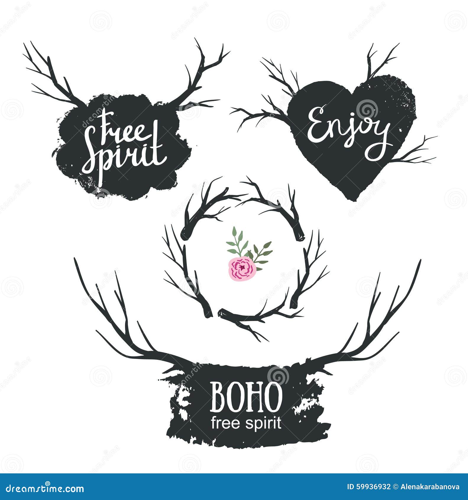 Set rustic logo elements. stock vector. Illustration of hipster - 59936932