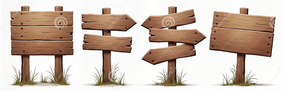 Set of Rustic Wooden Signs. Blank Empty Signs. Different Styles ...