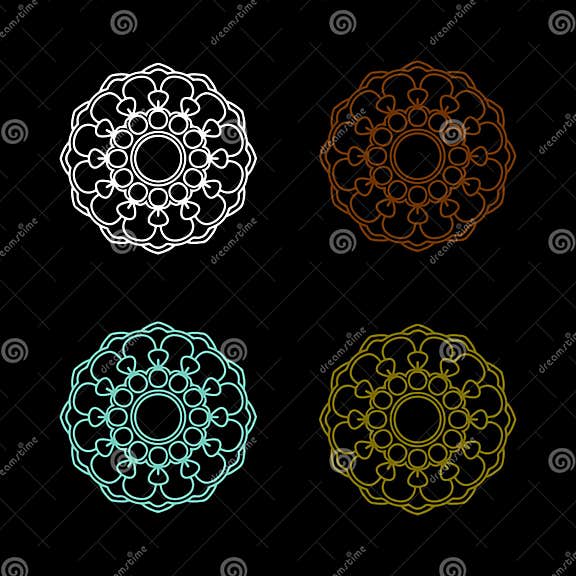 Set of Sacred Geometry Mandala Design Stock Illustration - Illustration ...