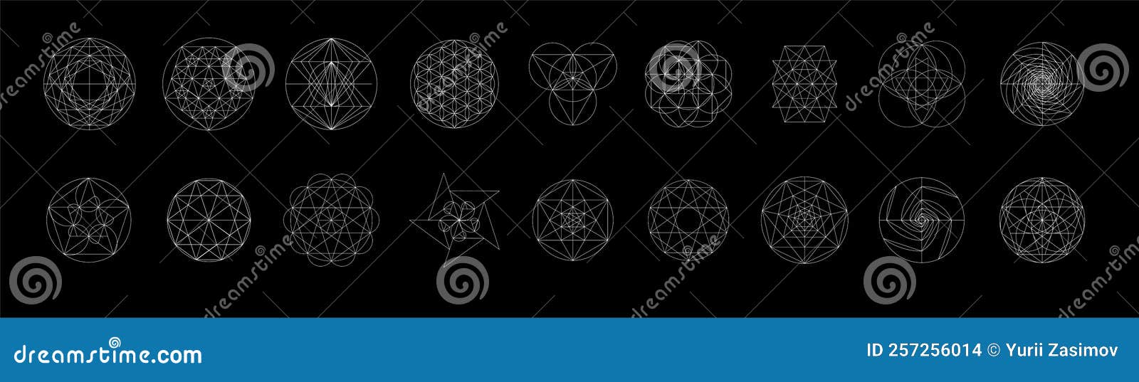 Set of Sacred Geometry. Vector Illustration Isolated on White. Sacred ...