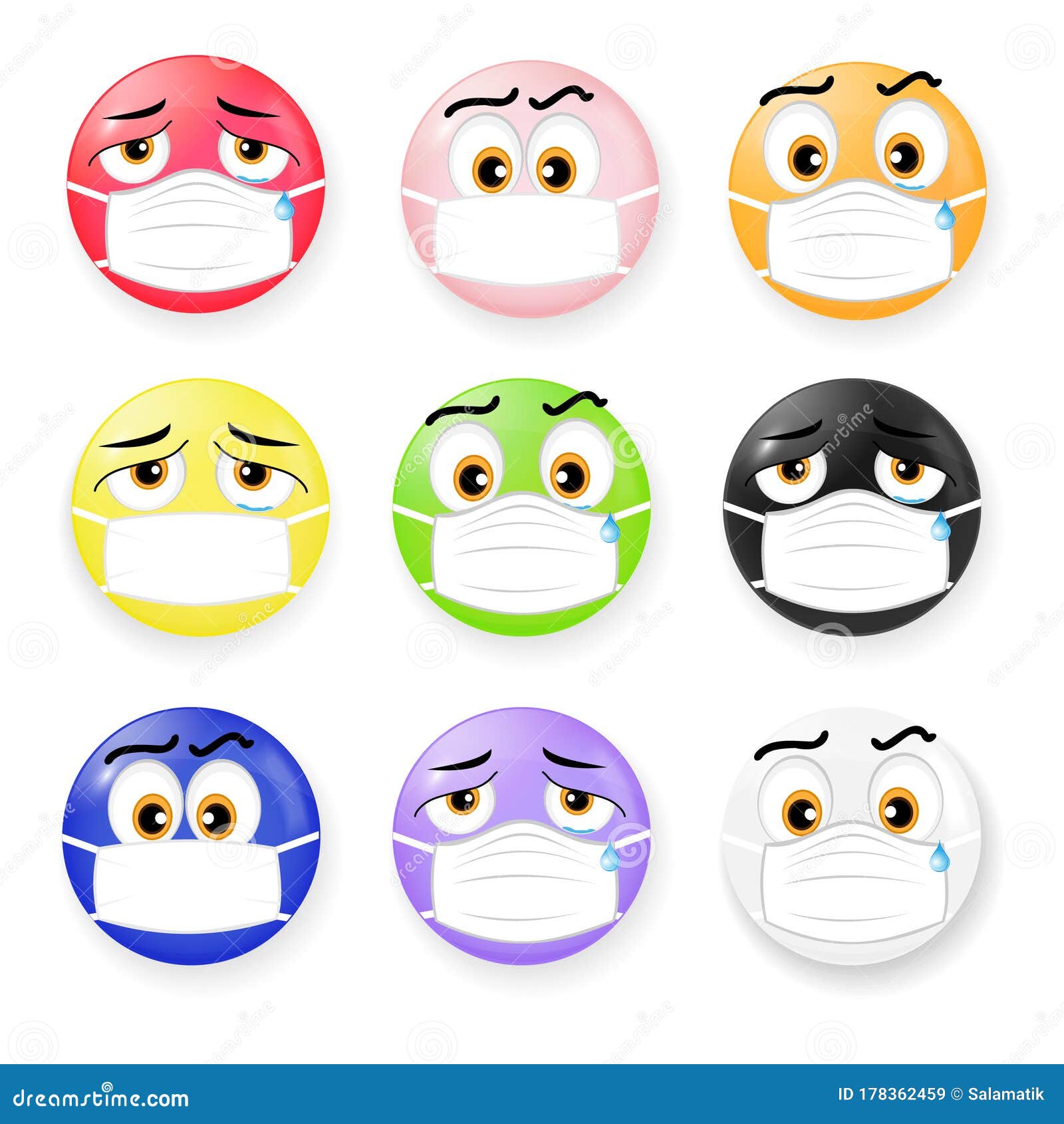 Emoticon In A Respirator. Emoji In A Muzzle Stock Illustration ...