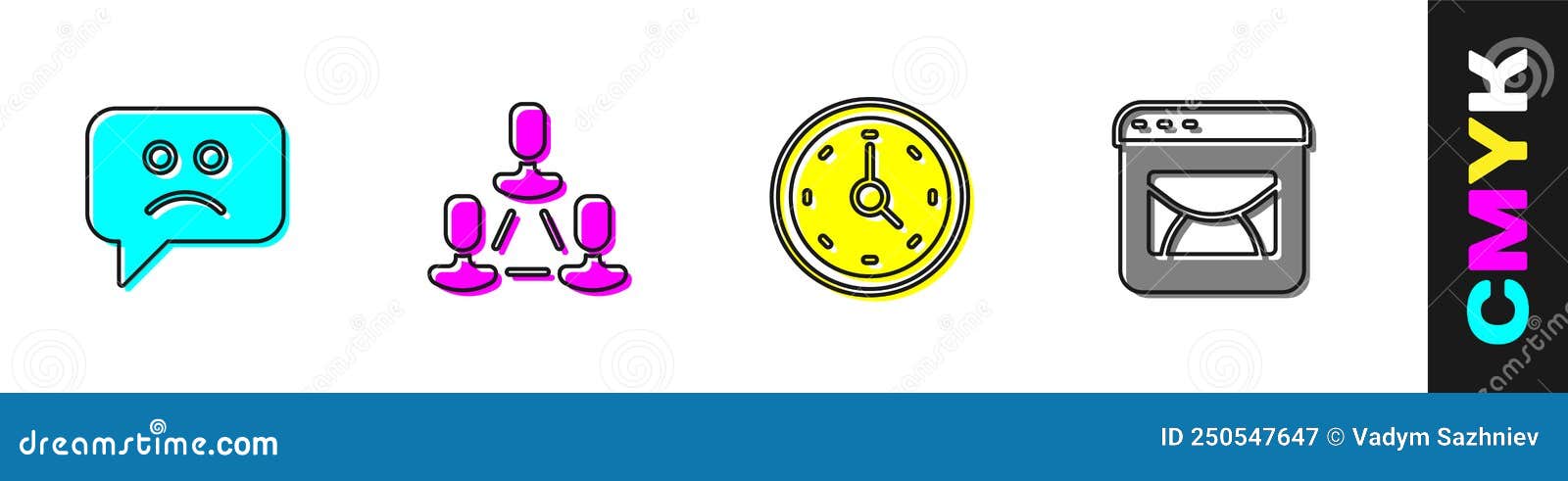 Set Sad Smile, Employee Hierarchy, Clock and Mail and E-mail Icon ...