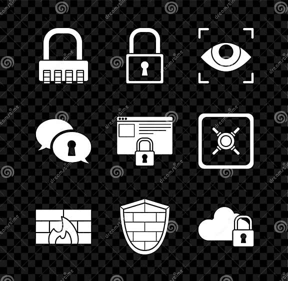 Set Safe Combination Lock, Lock, Eye Scan, Firewall, Security Wall ... Set Safe Combination Lock, Lock, Eye Scan, Firewall, Security Wall ...