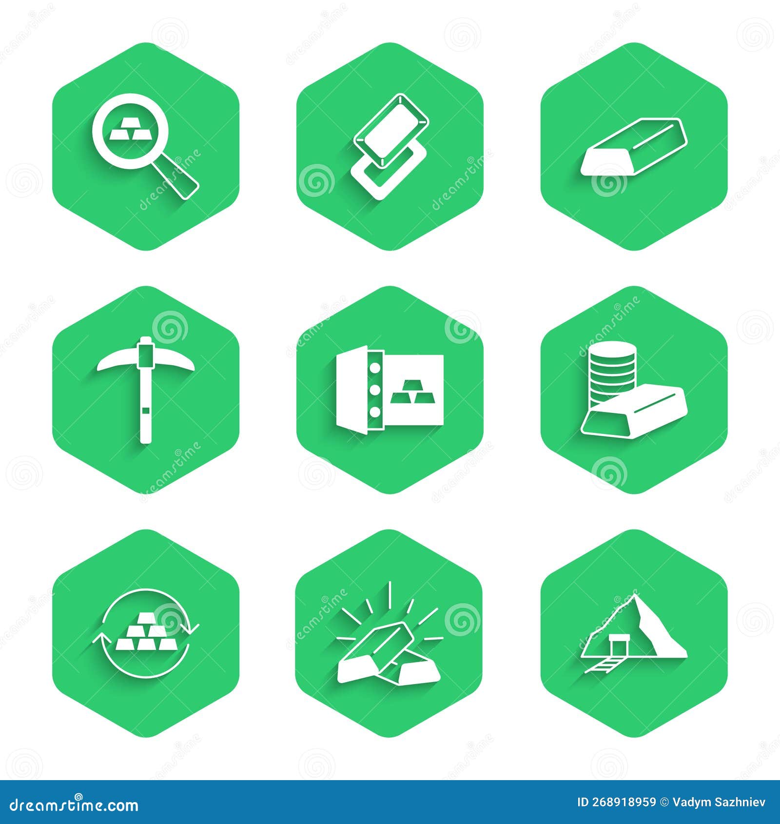 Set Safe with Gold Bars, Gold, Mine, Coin, Exchange Money, Pickaxe, and ...