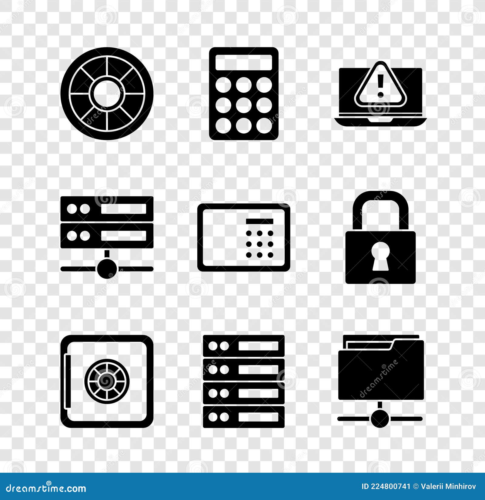 Set Safe, Password Protection, Laptop with Exclamation Mark, Server ... Set Safe, Password Protection, Laptop with Exclamation Mark, Server ...