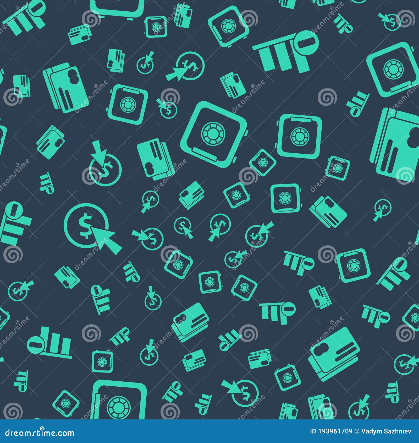 Set Safe, Pie Chart Infographic, Cursor and Coin and Credit Card on ...