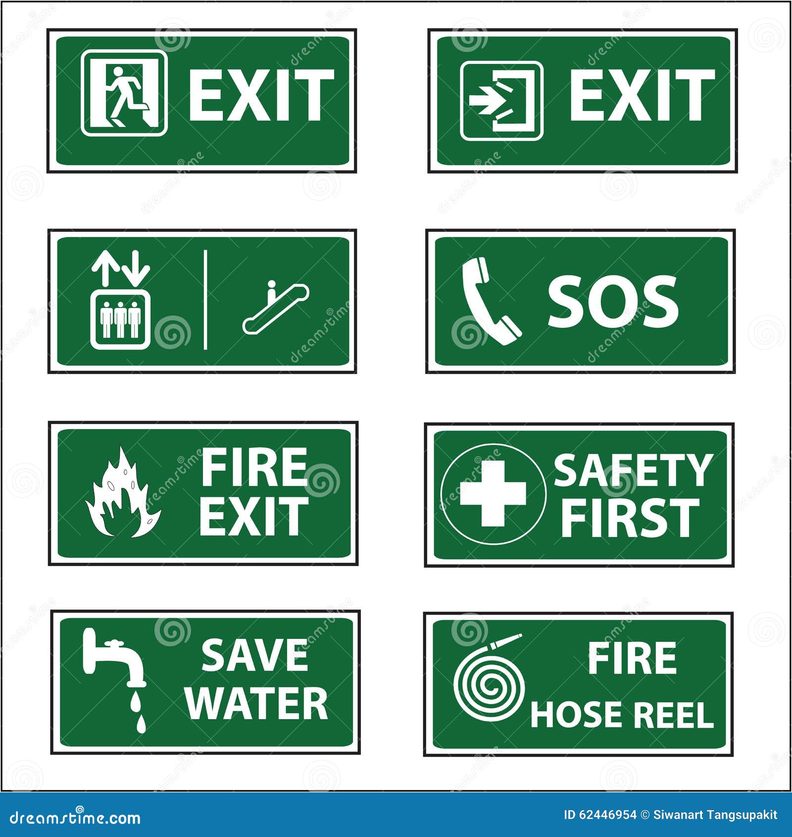Set of Safety Emergency Exit Sign Vector Stock Vector - Illustration of ...