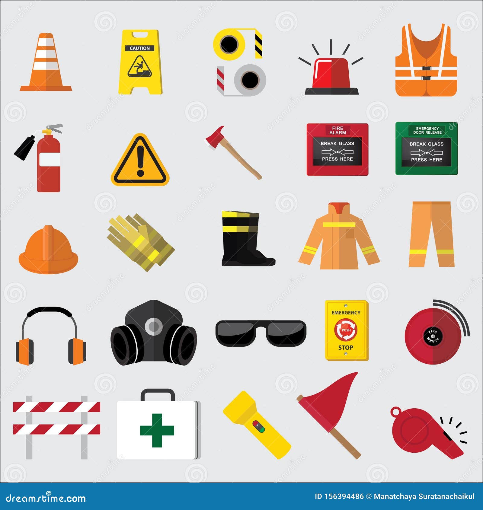Set of safety icon. stock vector. Illustration of personal - 156394486