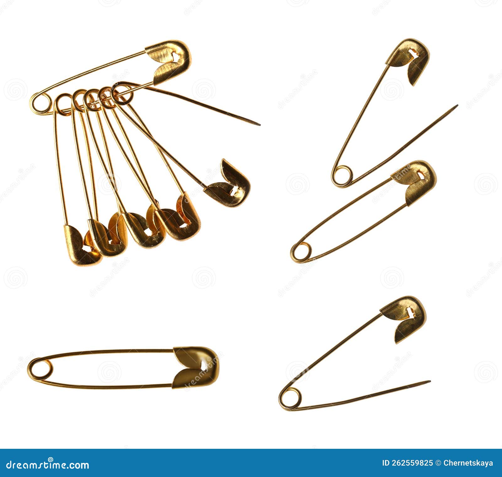 Set with Safety Pins on White Background Stock Image - Image of secure ...