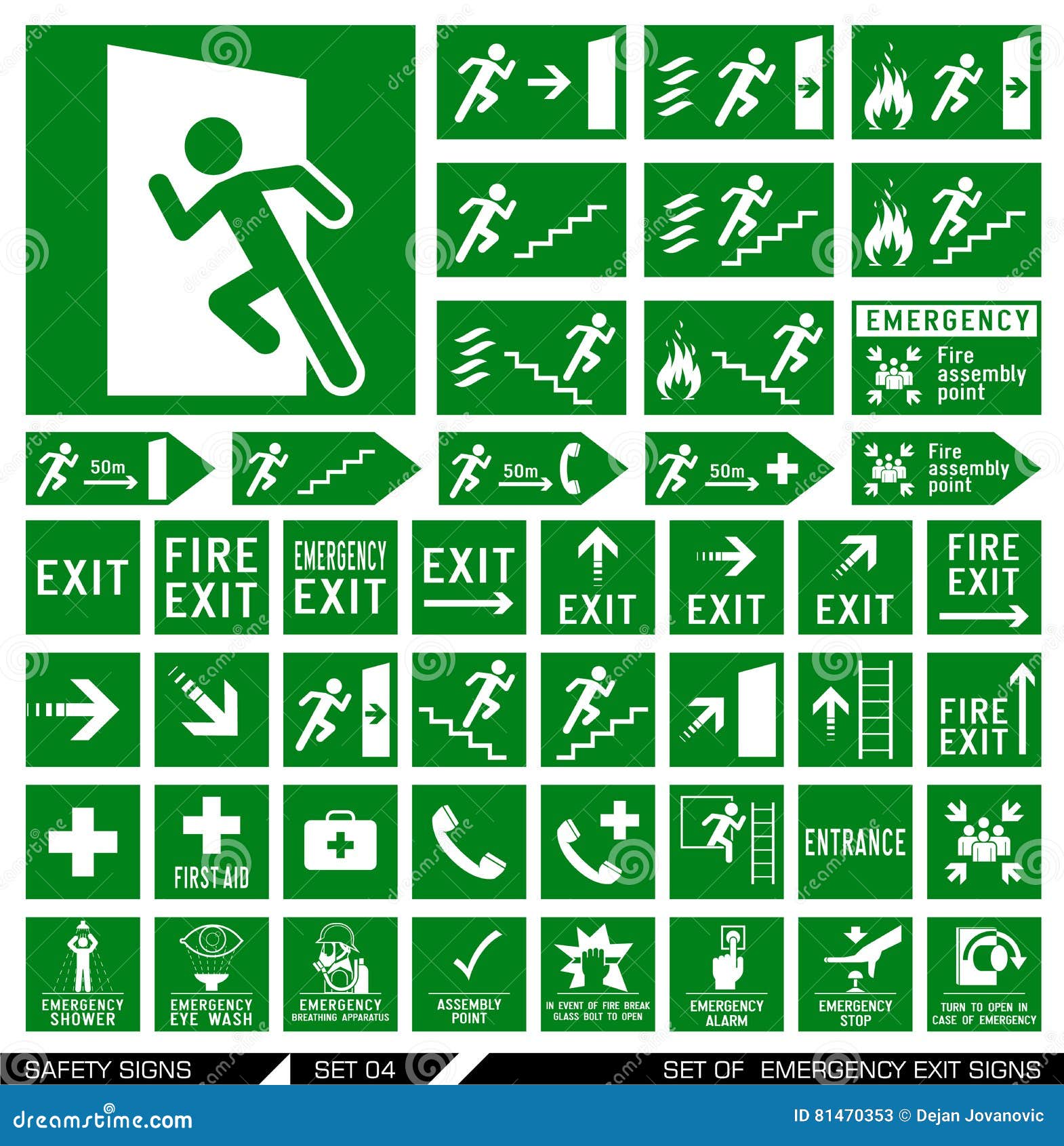 Set of Safety Signs. Exit Signs. Stock Vector - Illustration of help ...