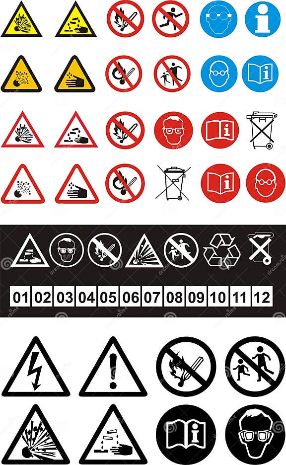 Set of safety symbols stock vector. Illustration of heat - 6342846