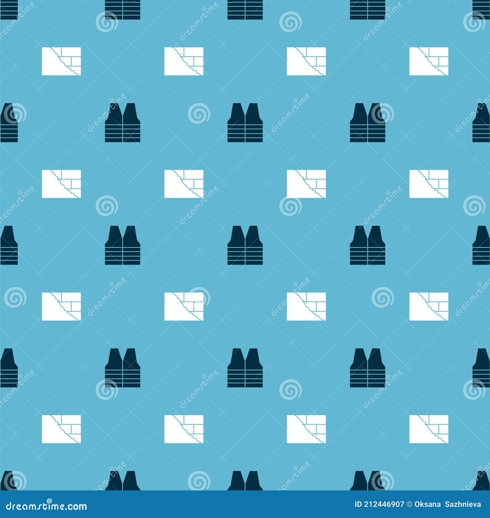 Set Safety Vest and Bricks on Seamless Pattern. Vector Stock Vector ...