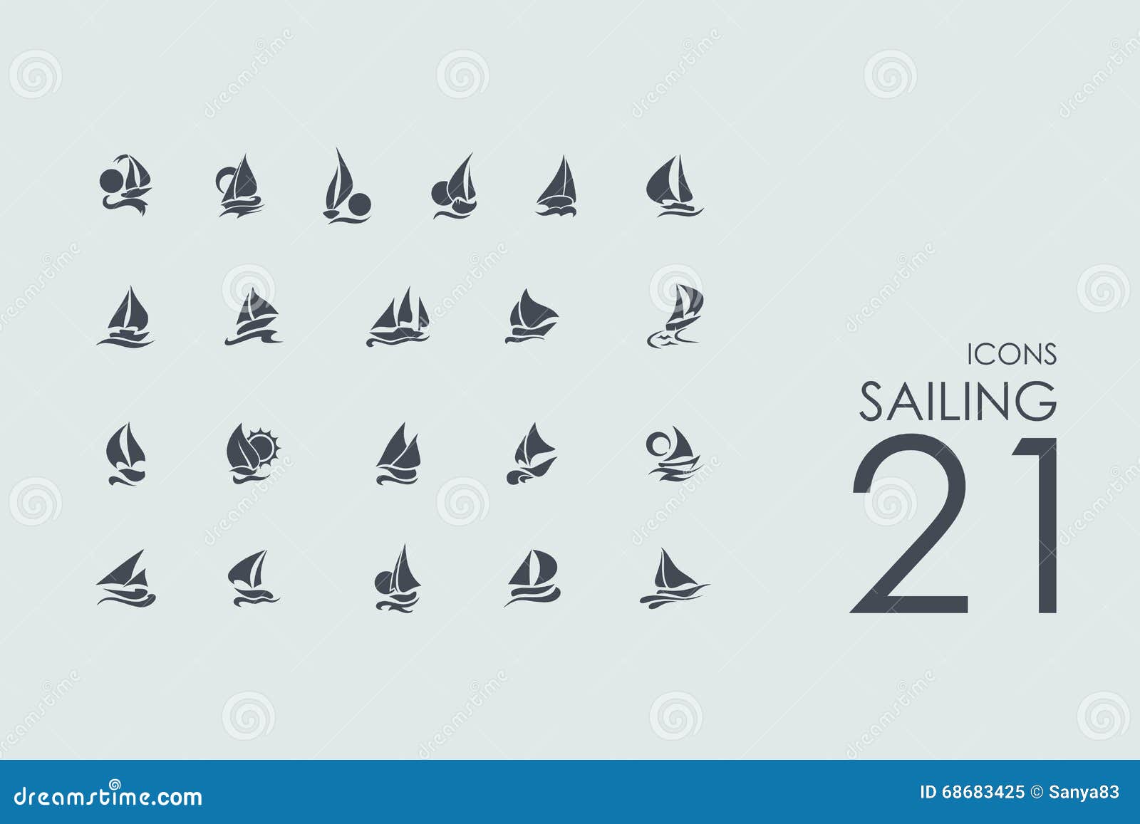 Set of sailing icons stock vector. Illustration of romantic - 68683425